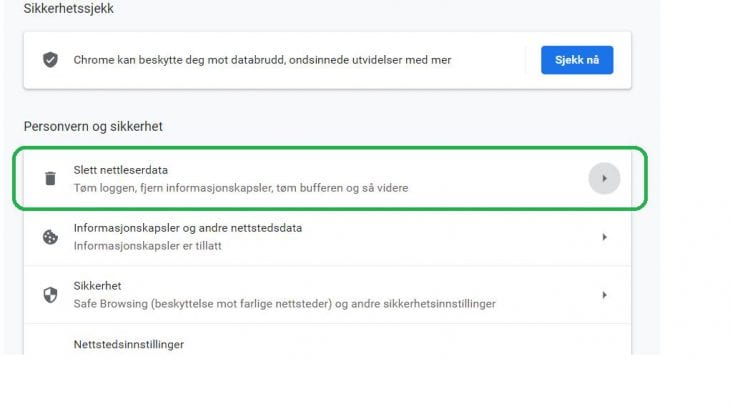 Slette informasjonskapsler i Chrome - Totens Blad